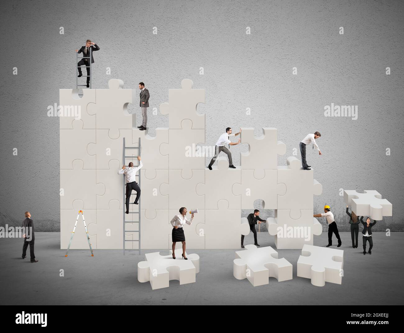 Construction of a new and collaborative team Stock Photo - Alamy