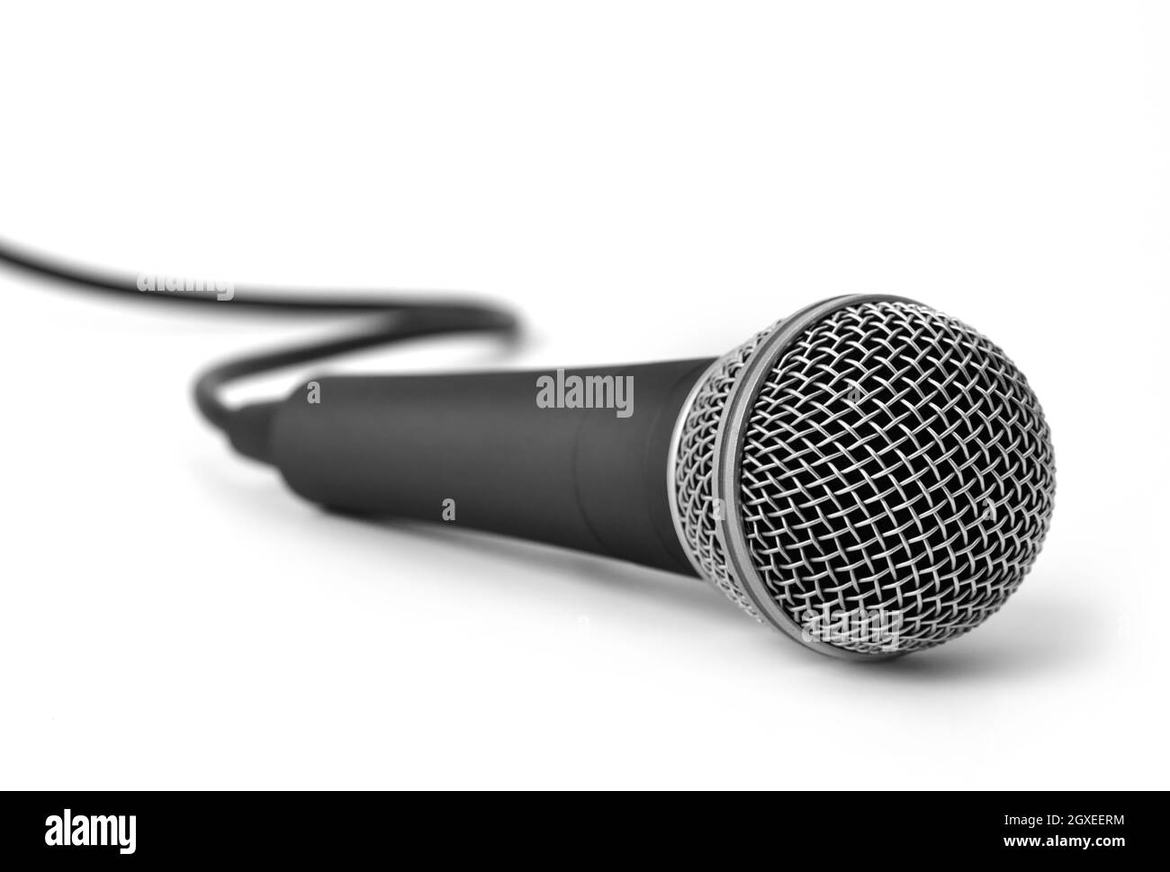 Metal dark gray microphone isolated Stock Photo - Alamy