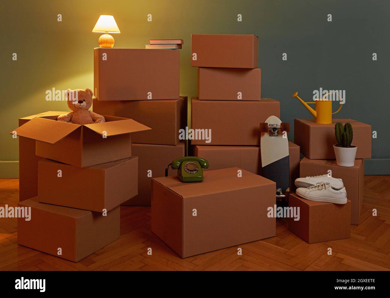 Moving boxes and personal belongings Stock Photo - Alamy
