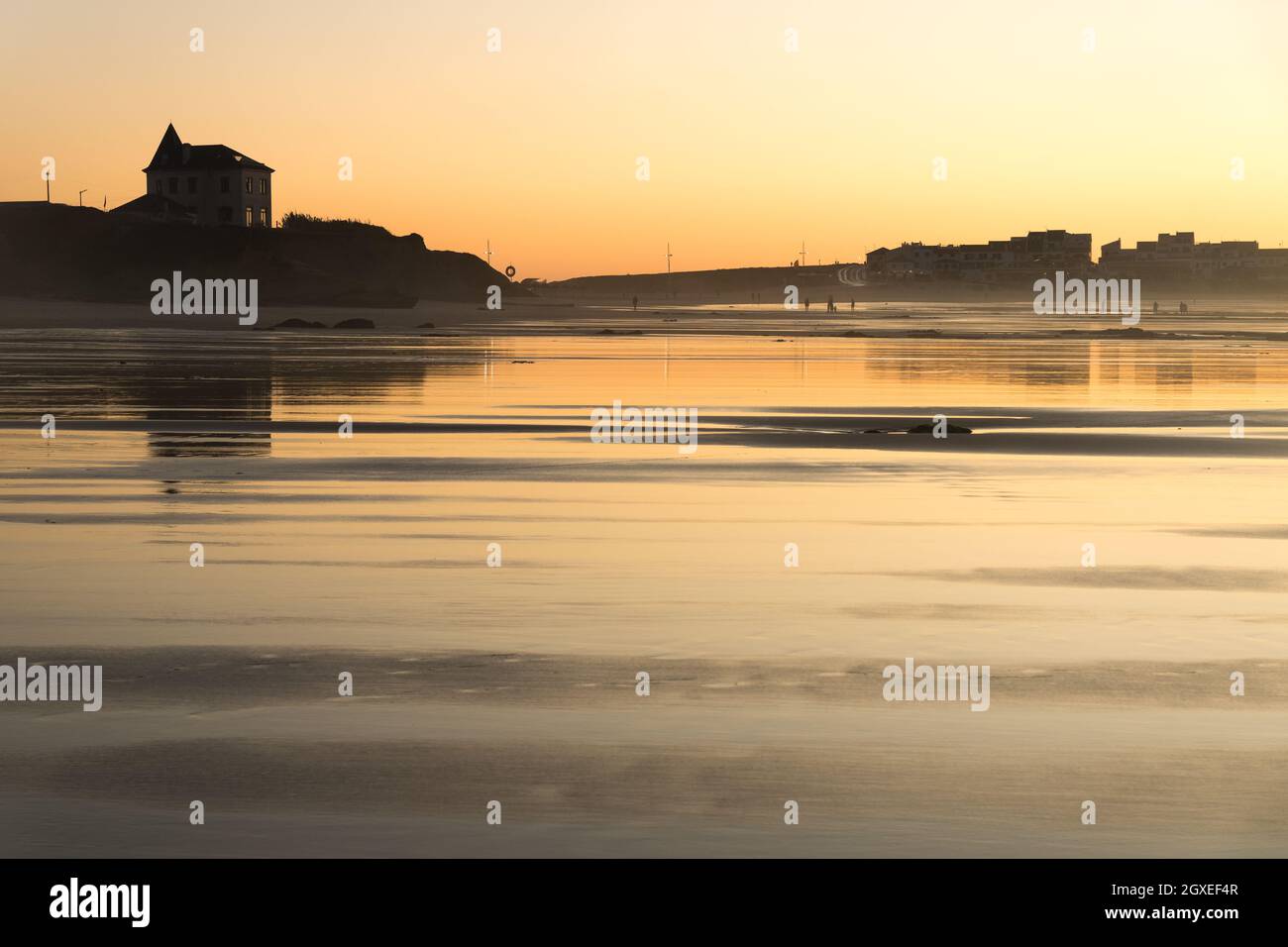 Sunset at Baleal beach with the baleal island in the background in ...
