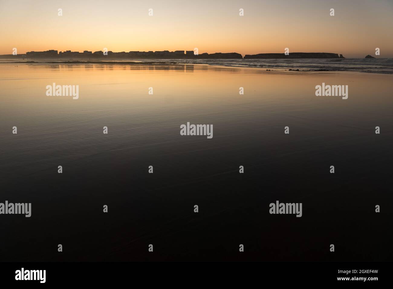 Sunset at Baleal beach with the baleal island in the background in ...