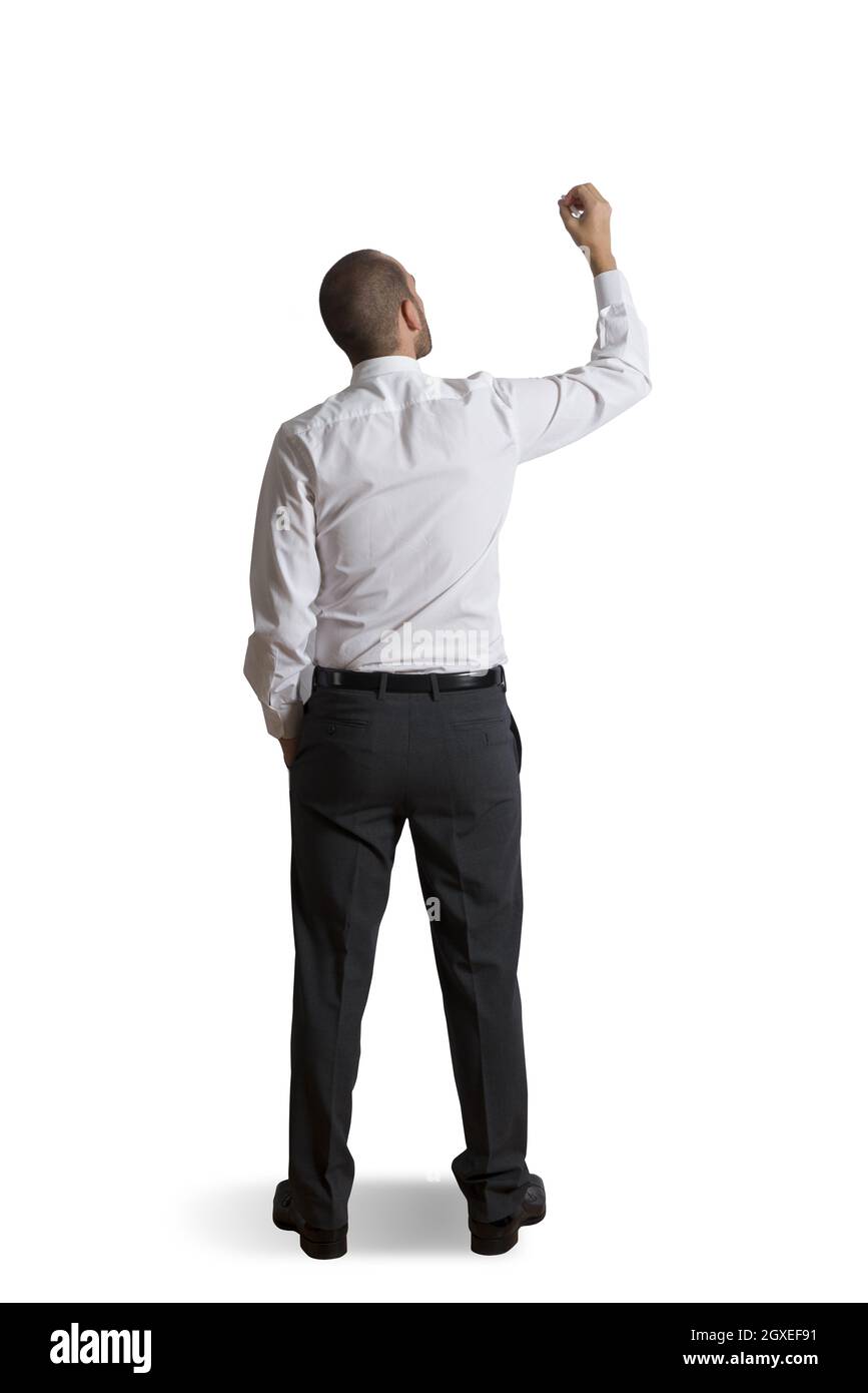 Writing businessman on white background Stock Photo - Alamy