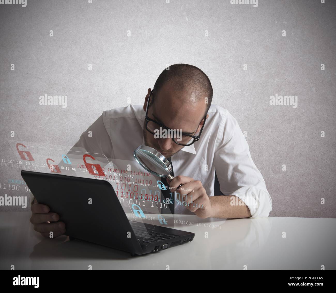 Concept of a hacker programmer that analyze software Stock Photo - Alamy
