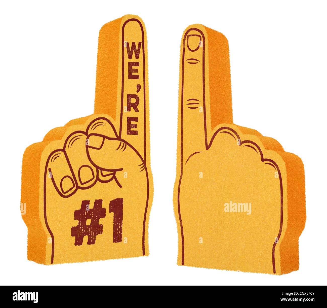 Foam finger, front and back isolated on white Stock Photo - Alamy