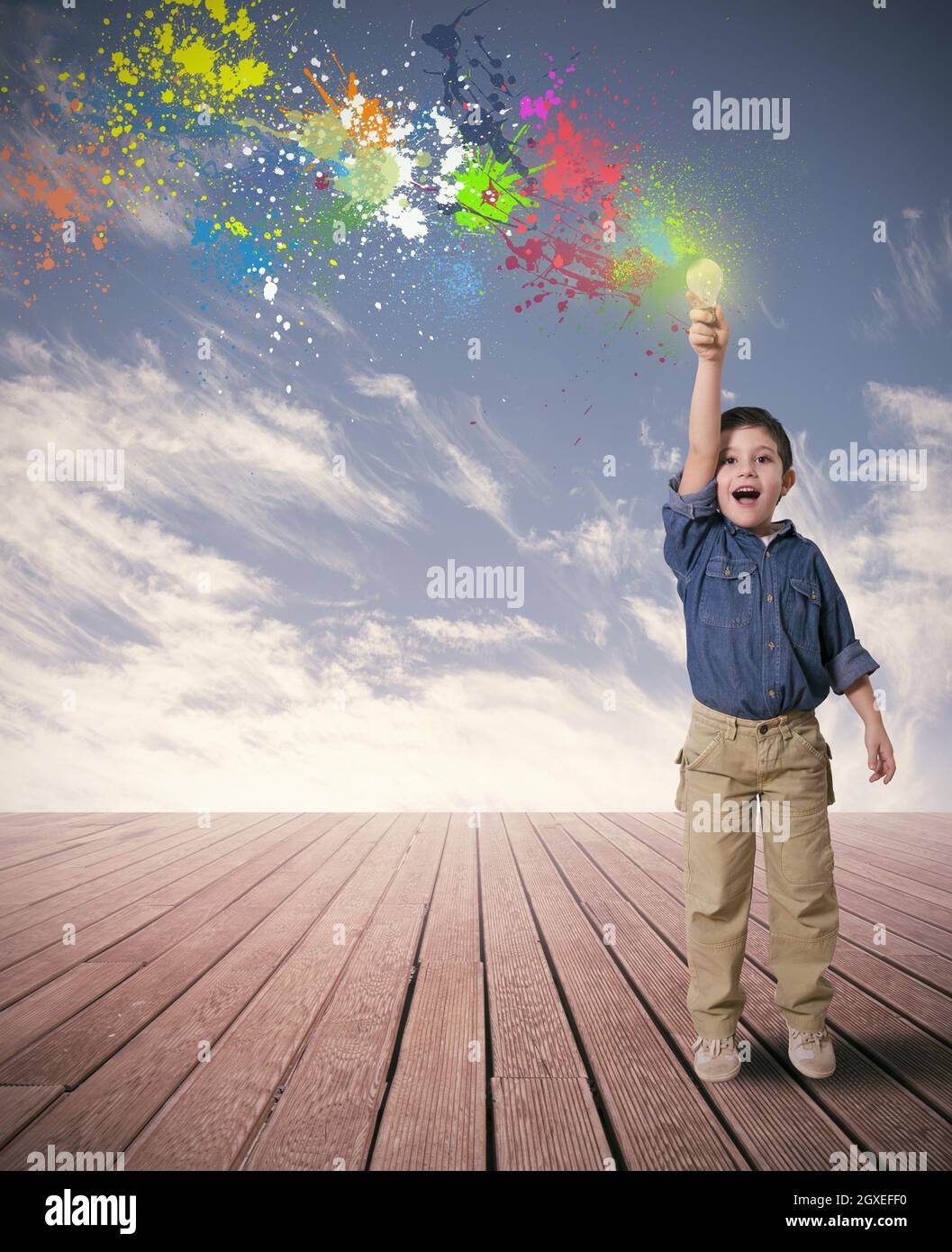Happy child with a new idea Stock Photo - Alamy