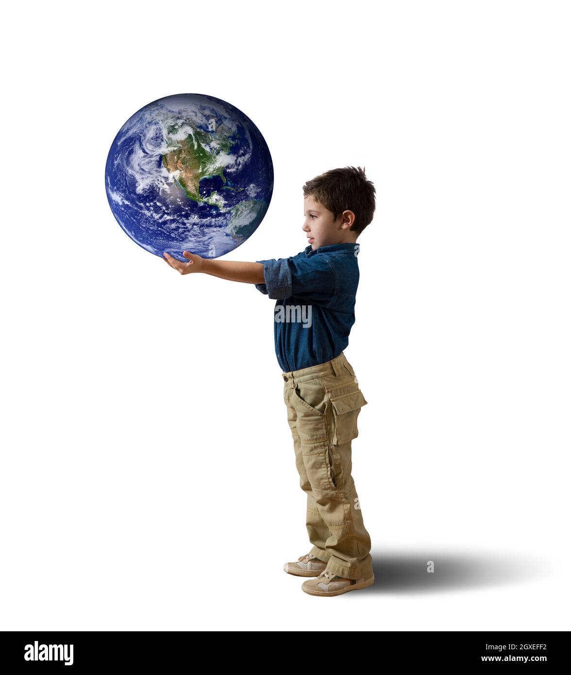 Young child try to save the world Stock Photo - Alamy