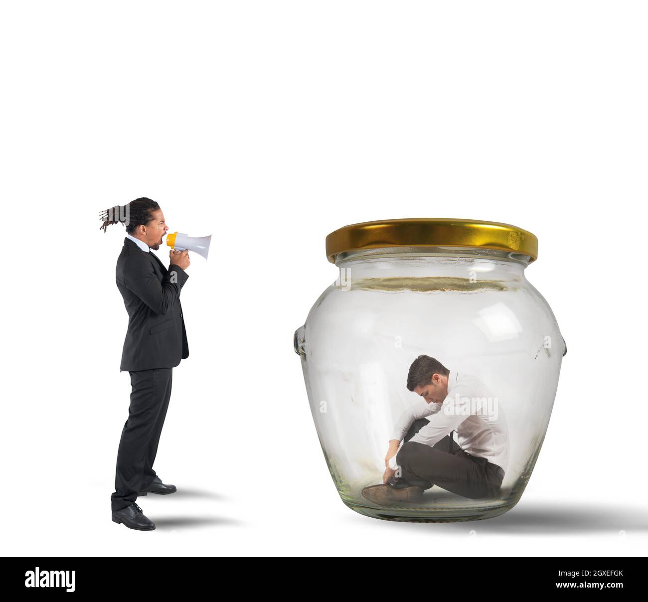Manager scolds and humiliates a company employee Stock Photo - Alamy