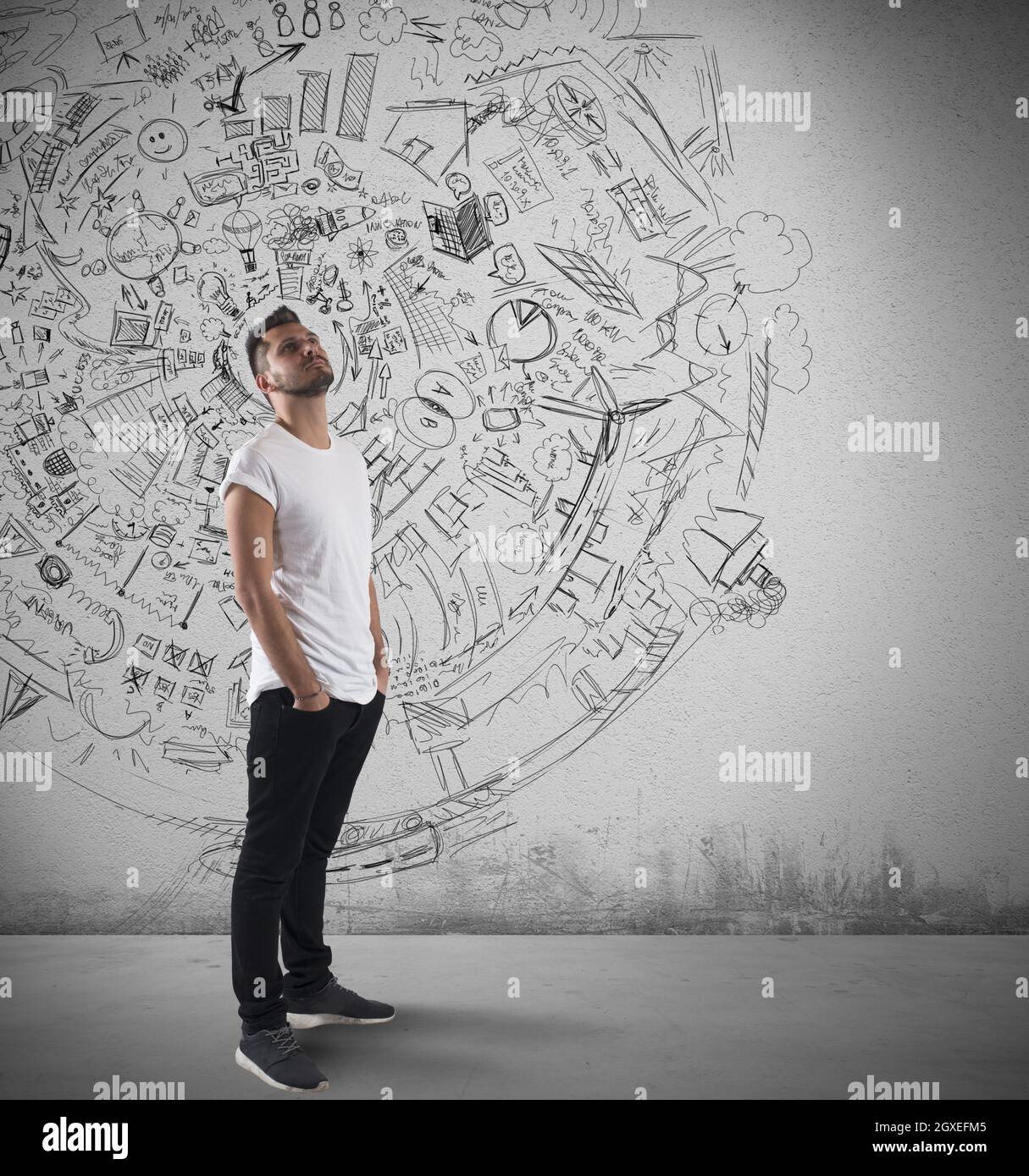 Boy reflects on plans and future projects Stock Photo - Alamy