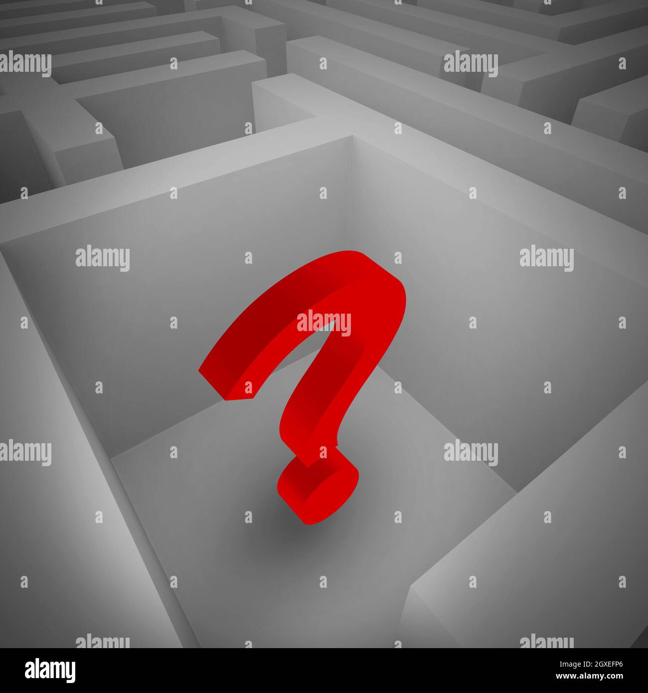 Big red question mark in a labyrinth Stock Photo - Alamy
