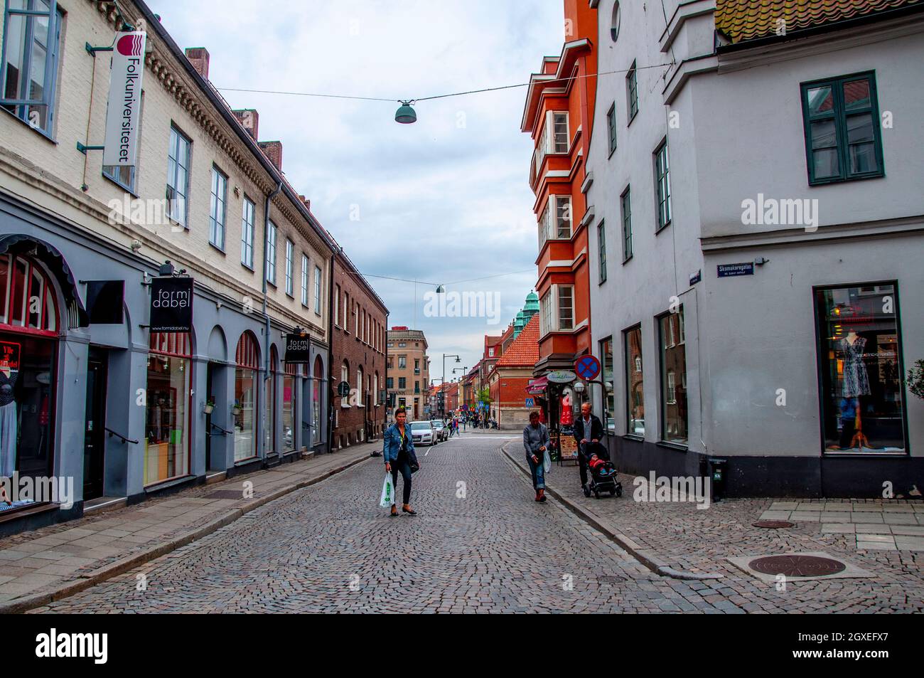 Pedestrian shopping street in Lund city, Sweden Stock Photo - Alamy