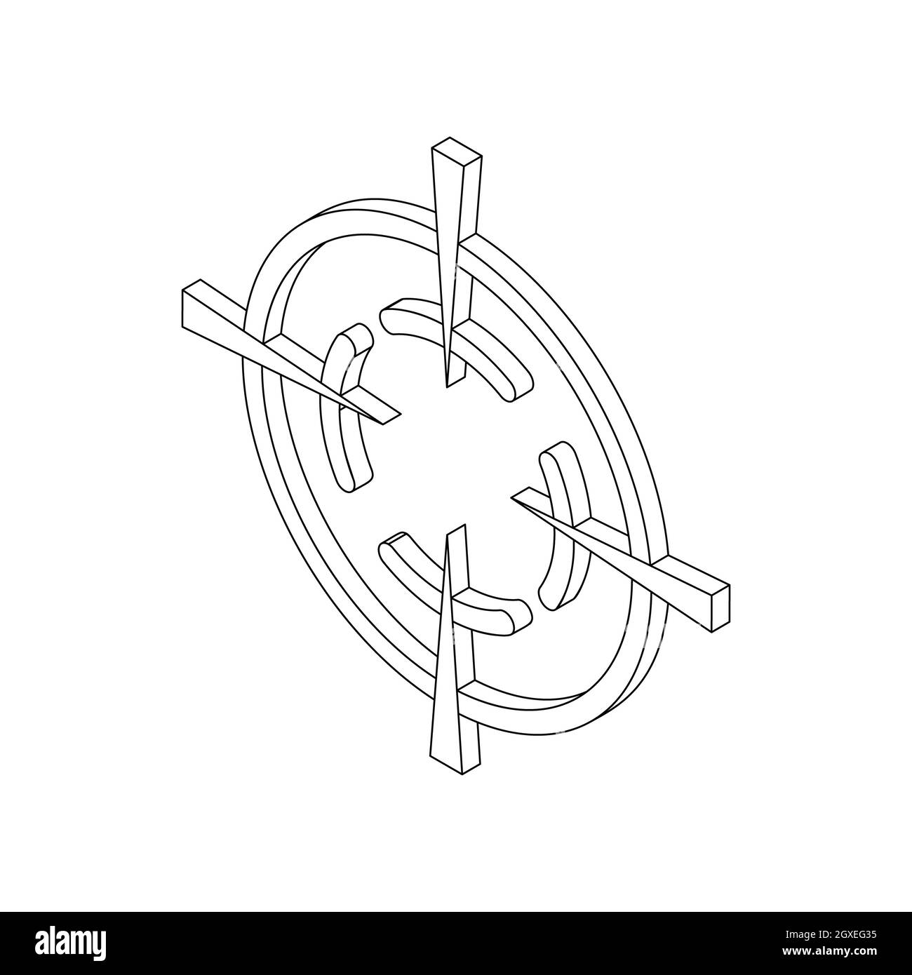 Crosshair reticle icon in isometric 3d style on a white background ...