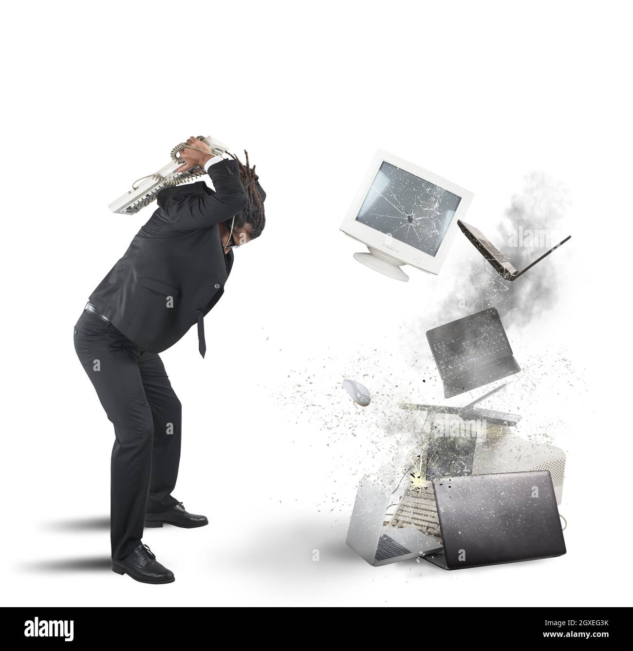 Old man computer screen Cut Out Stock Images & Pictures - Alamy