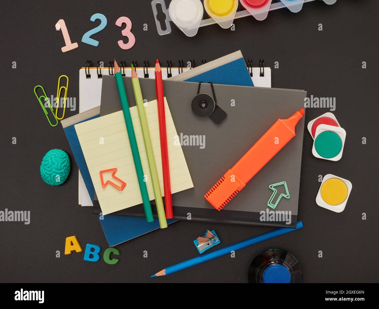 Overhead shot school supplies hi-res stock photography and images - Alamy