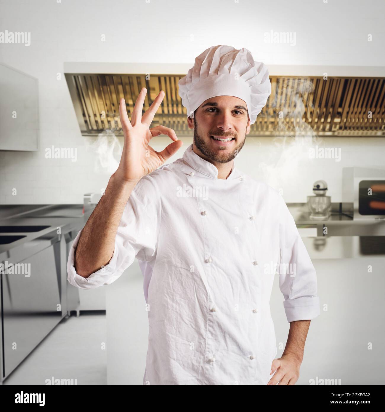 Chef confident in kitchen in a restaurant Stock Photo - Alamy