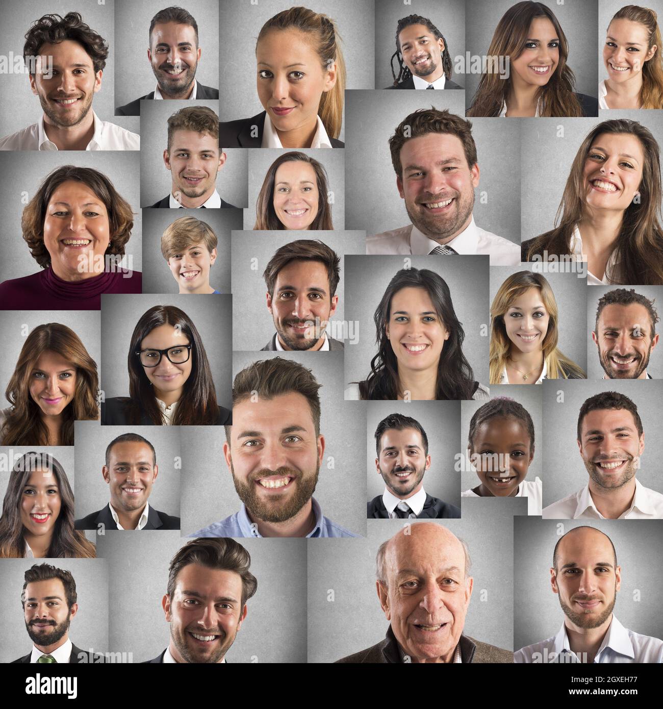 Collage of people portraits of smiling faces Stock Photo - Alamy
