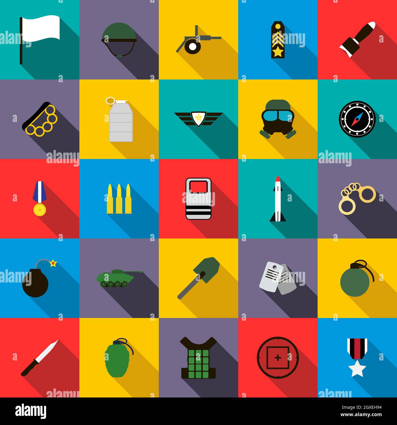 Military and war icons set in flat style for any design Stock Photo - Alamy