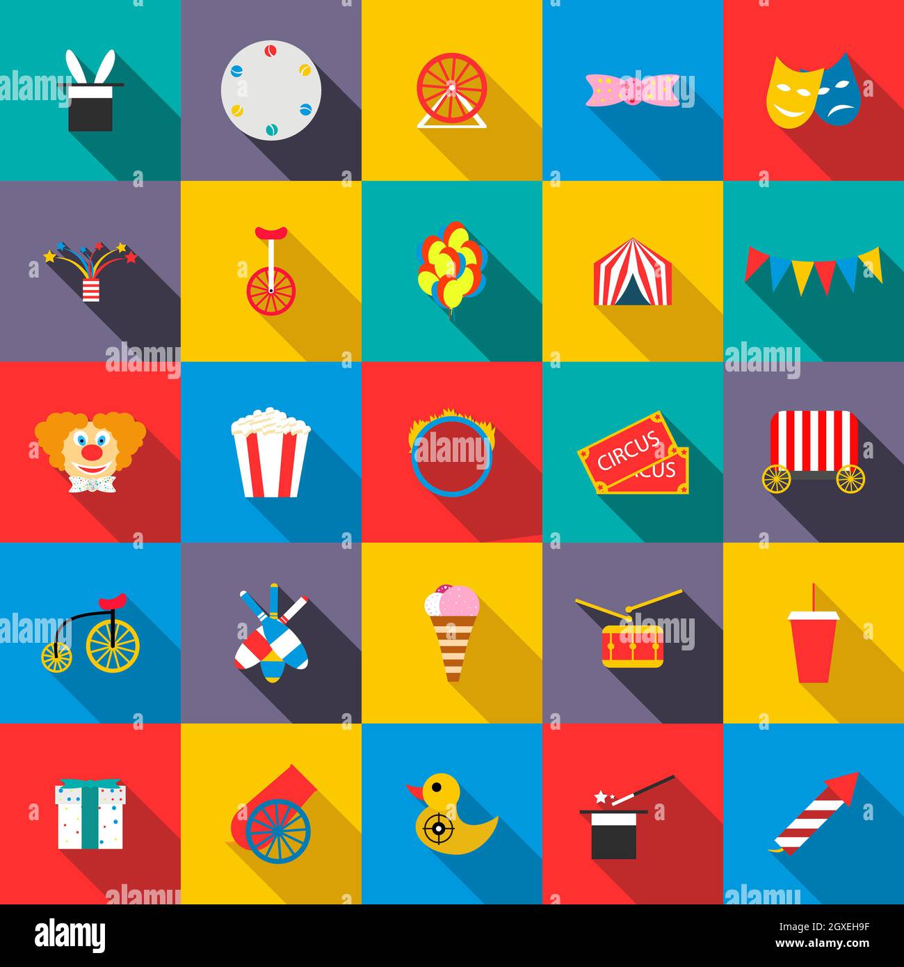 Circus Icons set in flat style for any design Stock Photo - Alamy