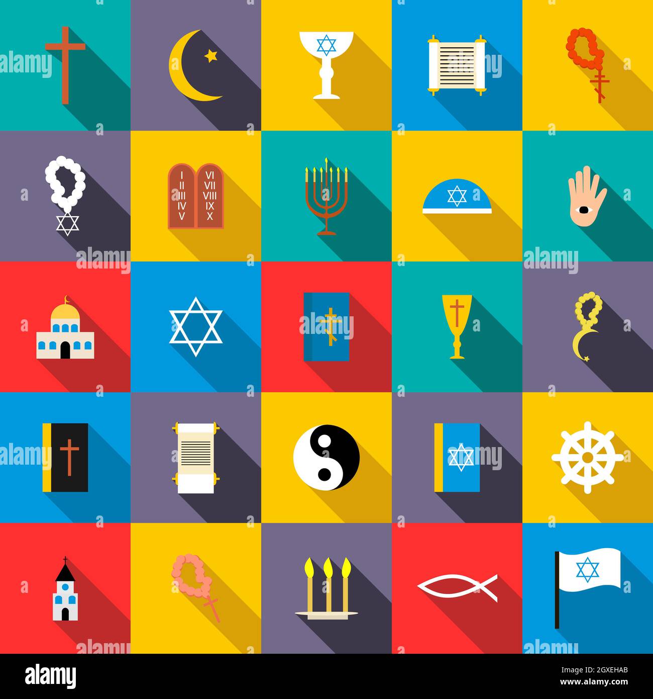 Religion icons set in flat style for any design Stock Photo - Alamy