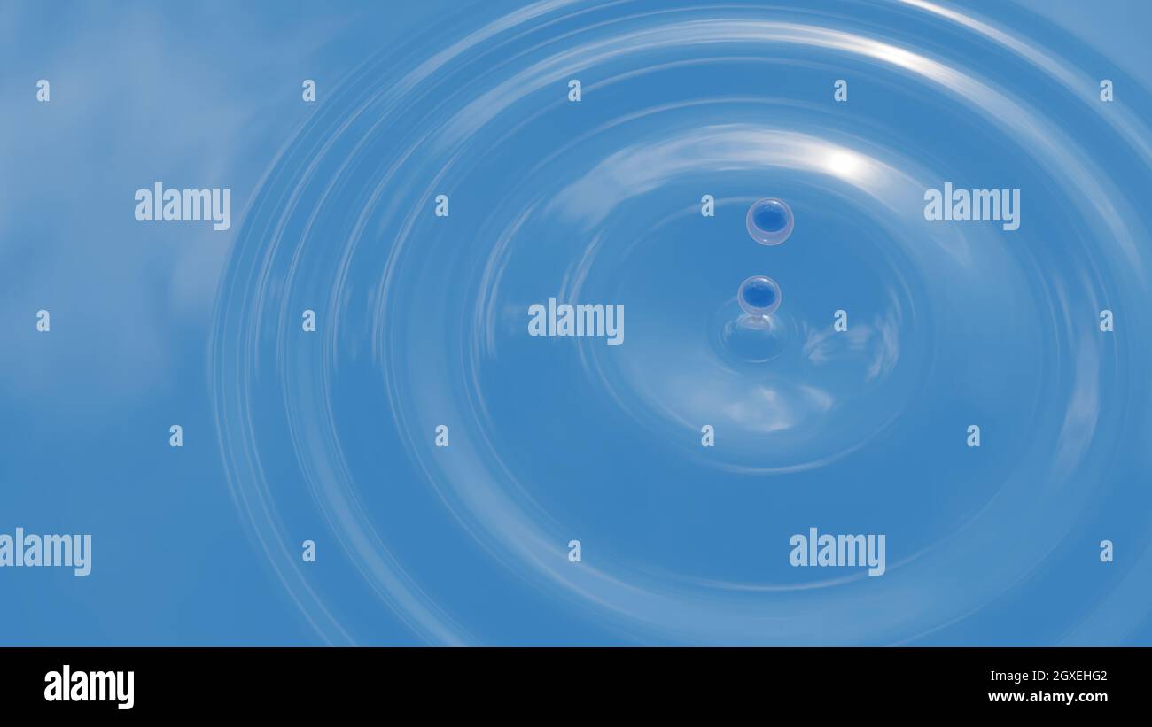 Concept or conceptual blue liquid drop falling in water on background ...