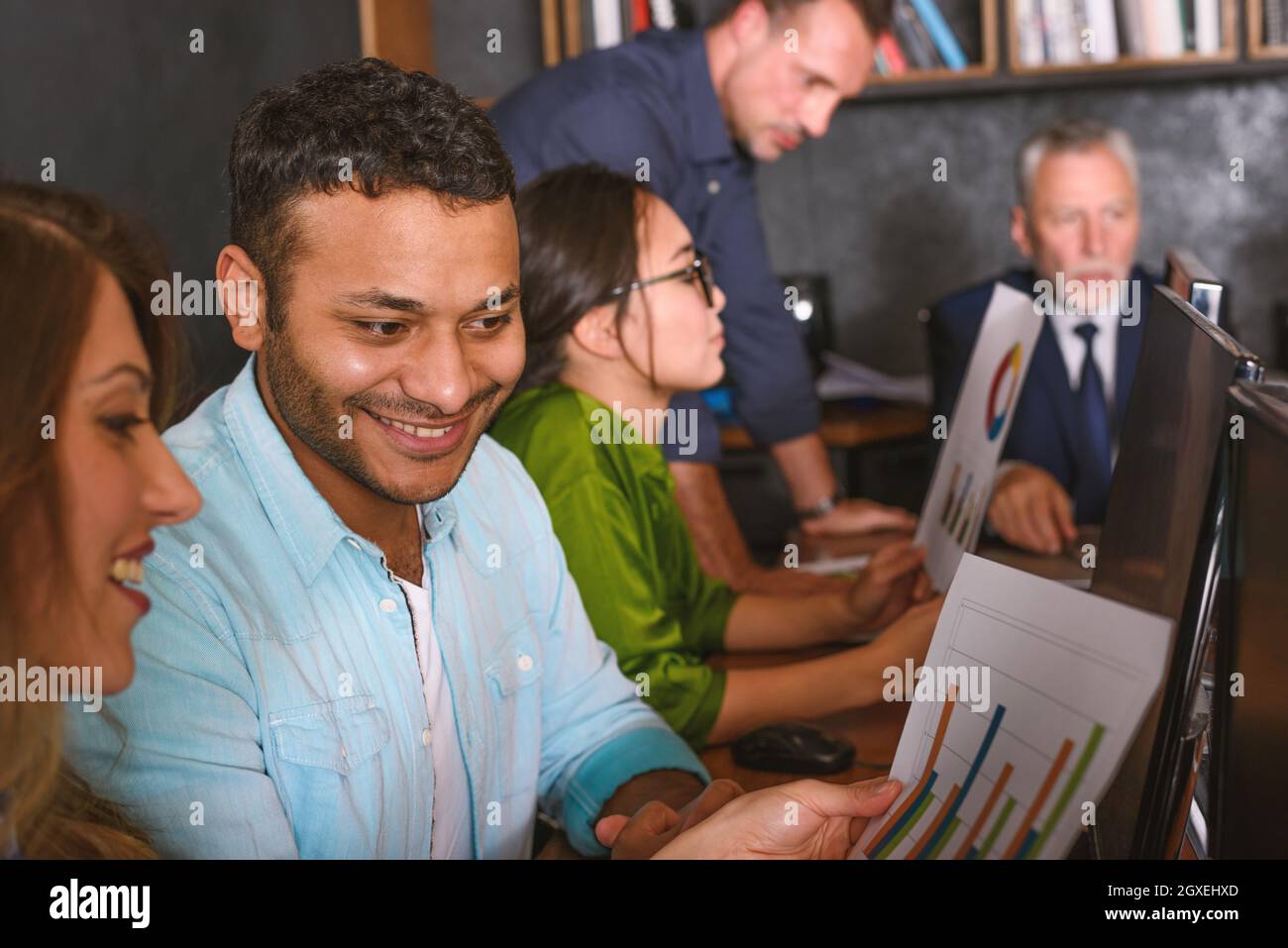 Team of people work together in office. Concept of teamwork and ...