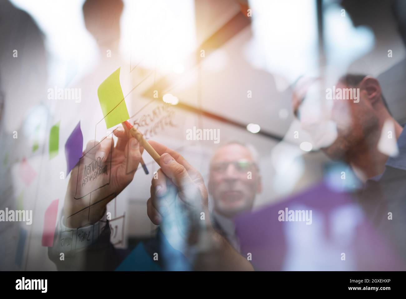 Business man draw a project with a pen. concept of teamwork Stock Photo ...