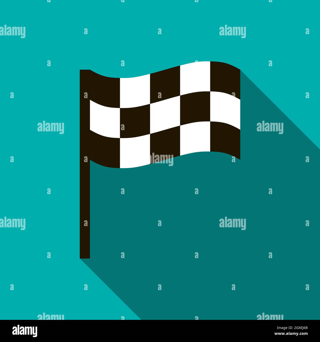 Chequered flag icon in flat style on a blue background Stock Photo - Alamy