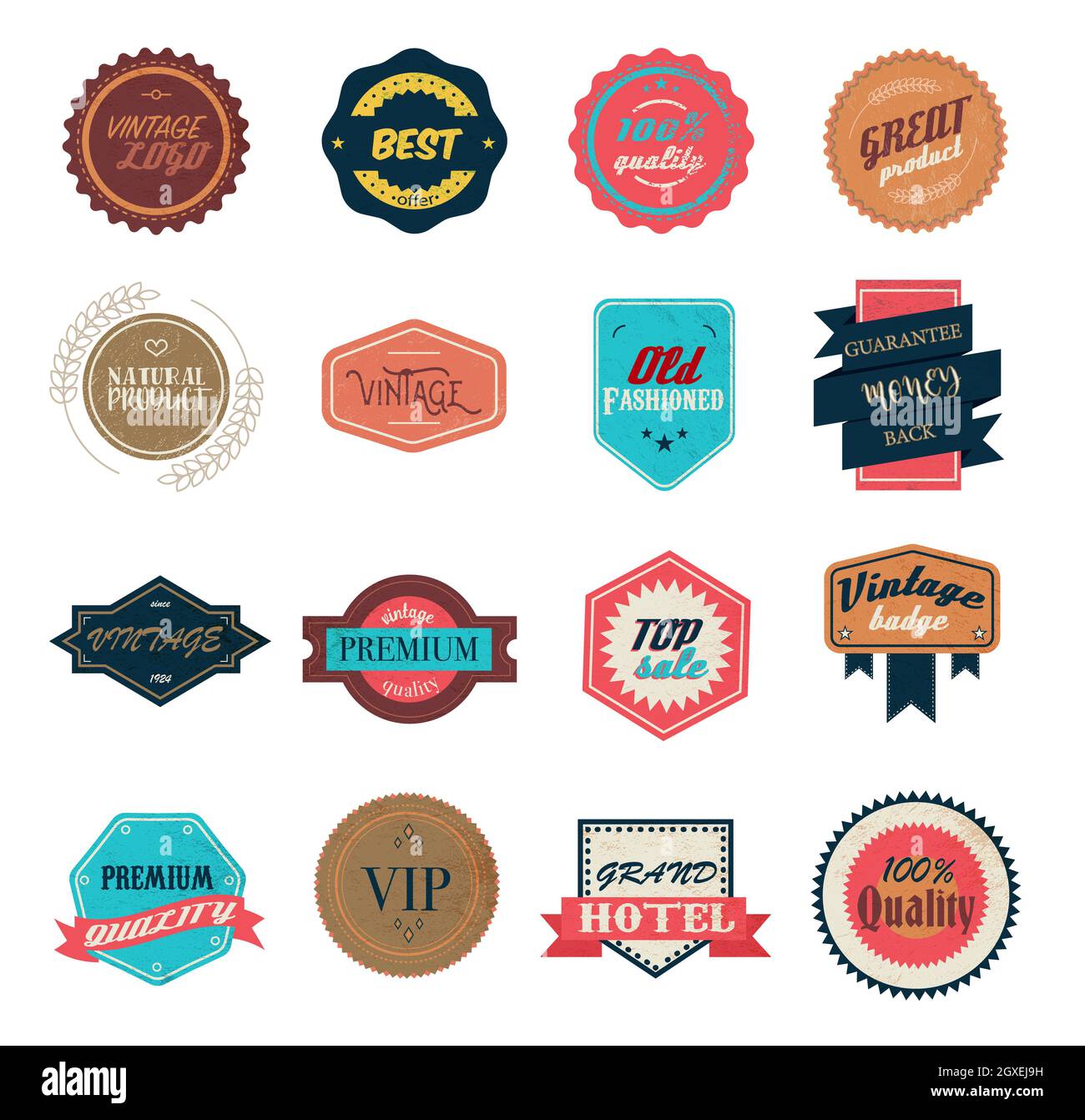 Vintage labels set isolated on white background Stock Photo - Alamy