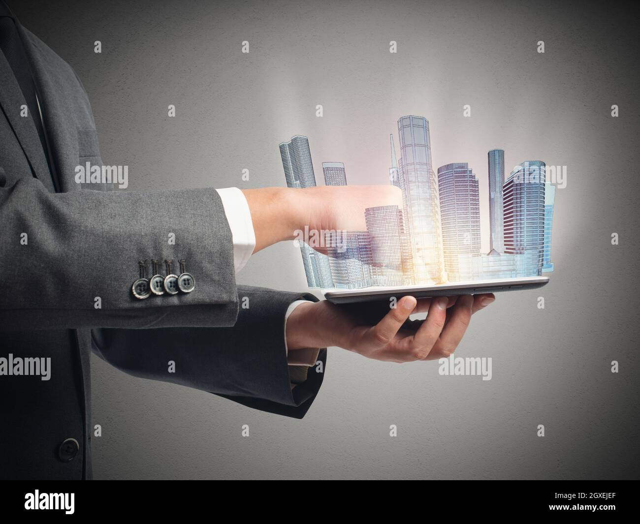 Architect shows the projection of urban project Stock Photo - Alamy