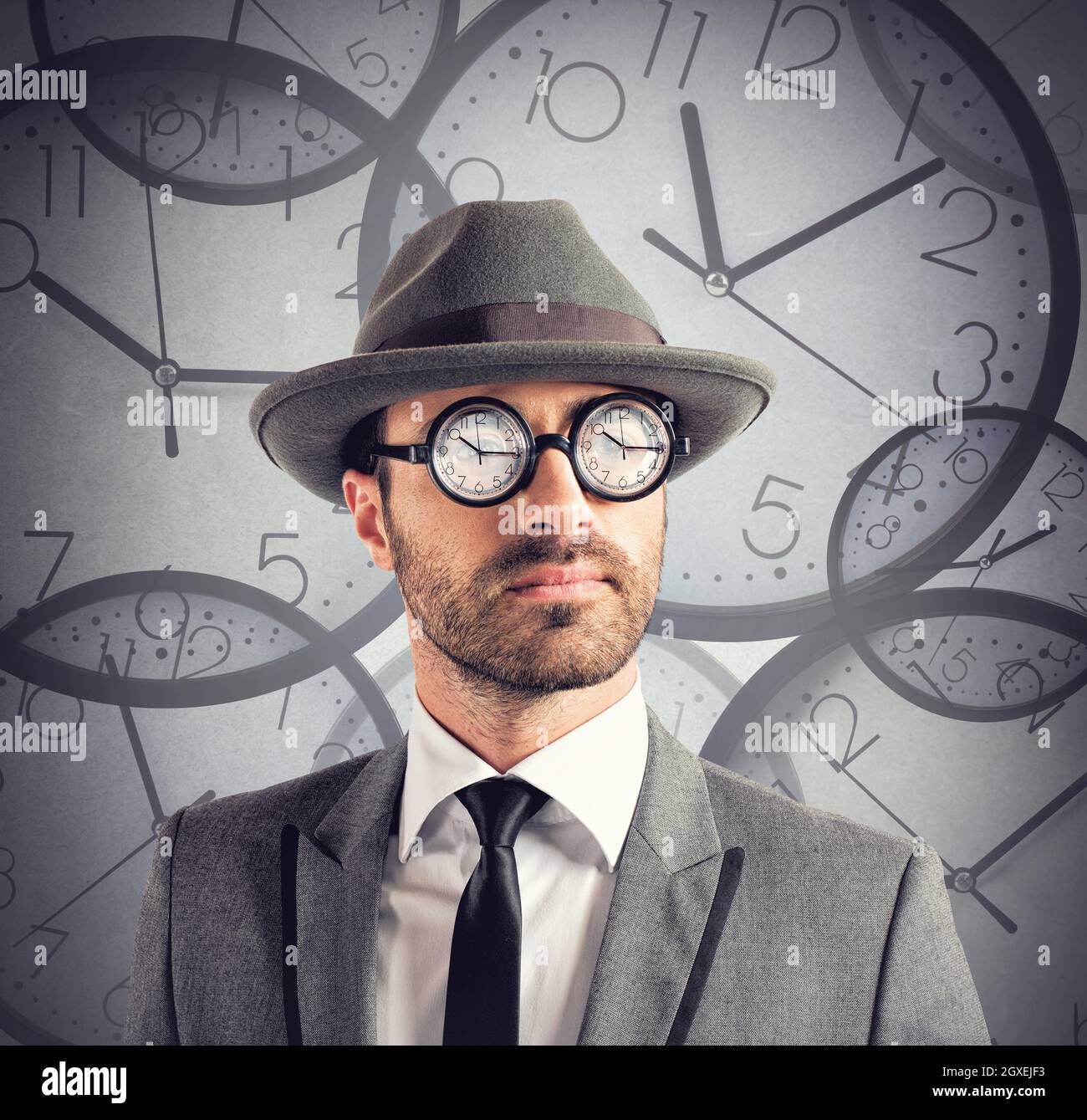 Businessman always on time as a clock Stock Photo - Alamy