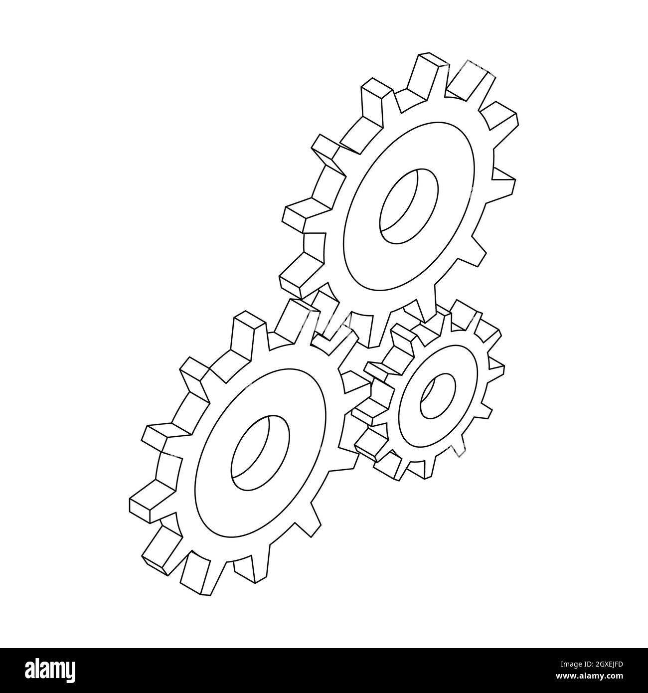 Three cogwheels icon in isometric 3d style isolated on white background ...