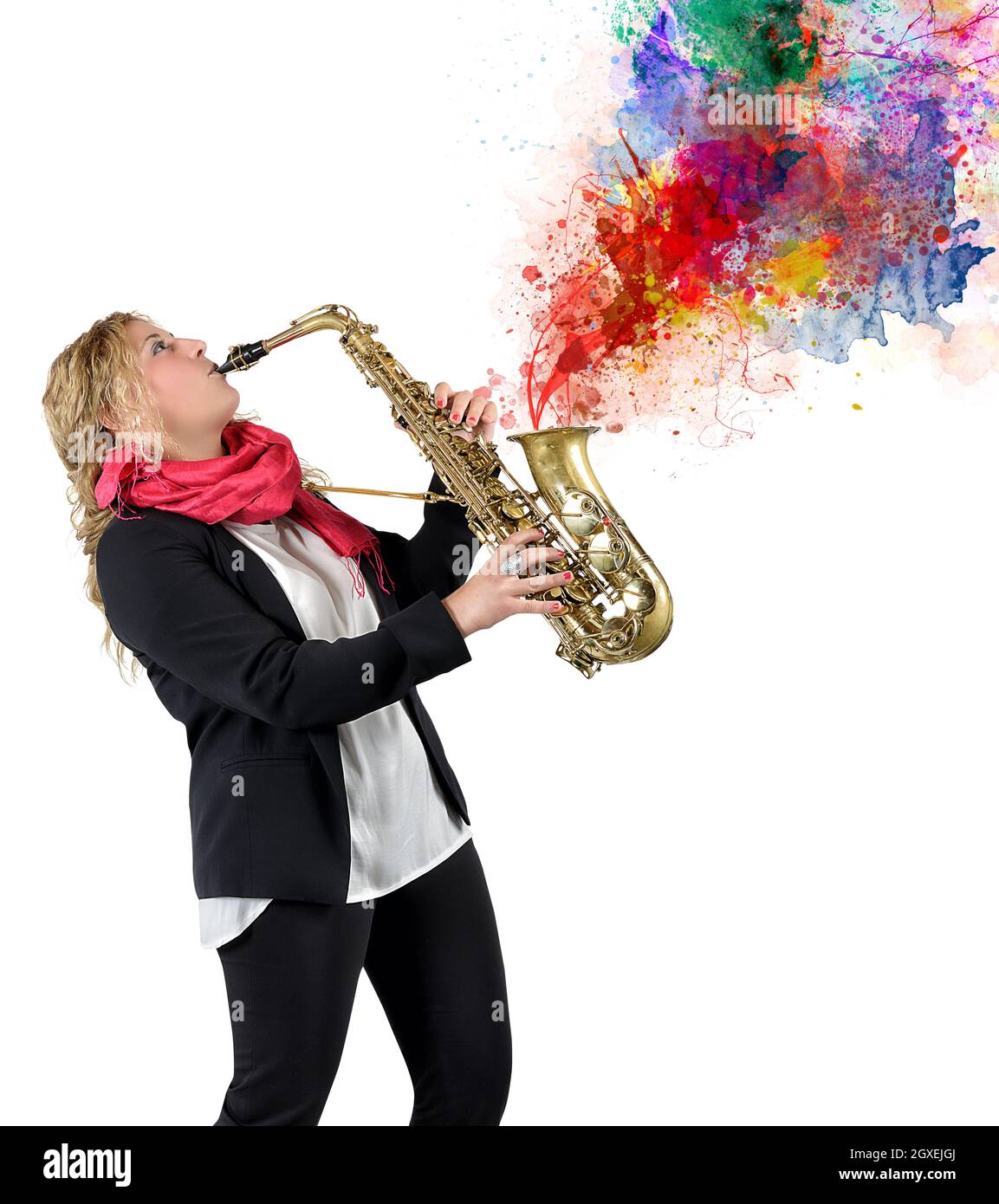 Girl musician plays saxophone hi-res stock photography and images - Alamy