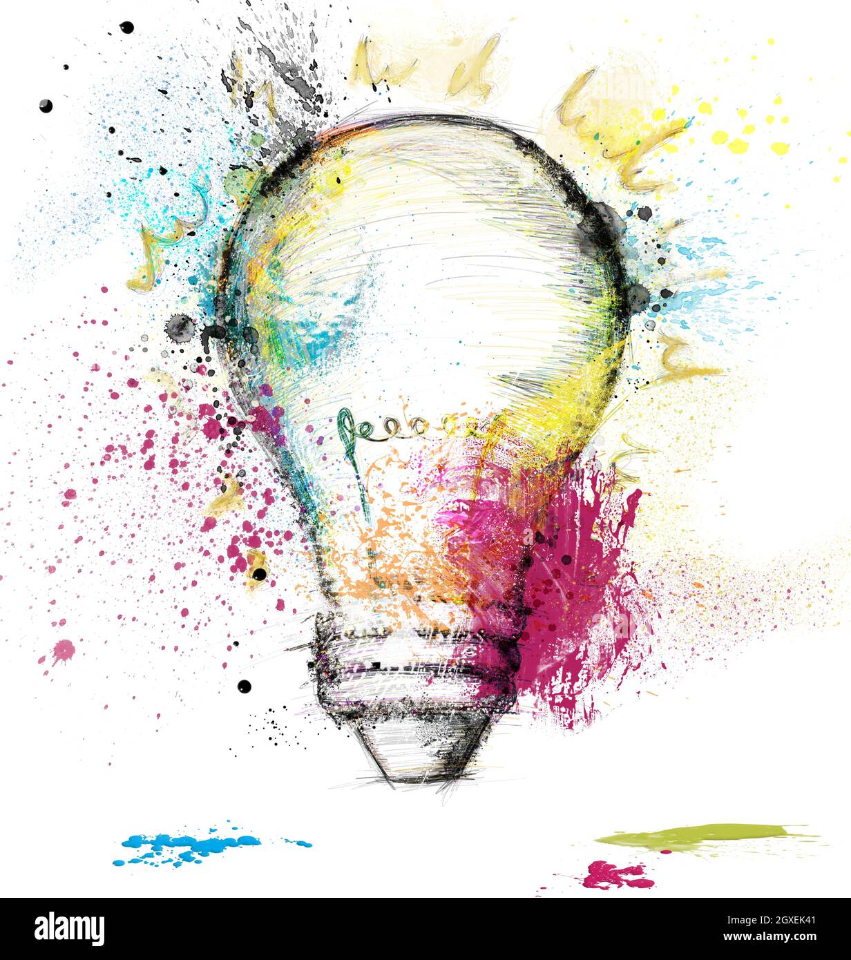 Paint light bulb symbol of smart idea Stock Photo - Alamy