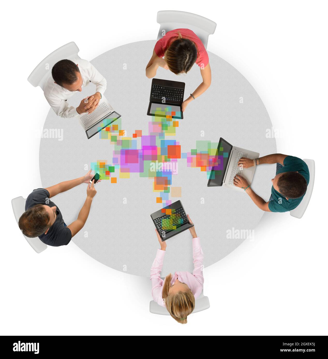 Business team collaborate together sharing work projects Stock Photo ...