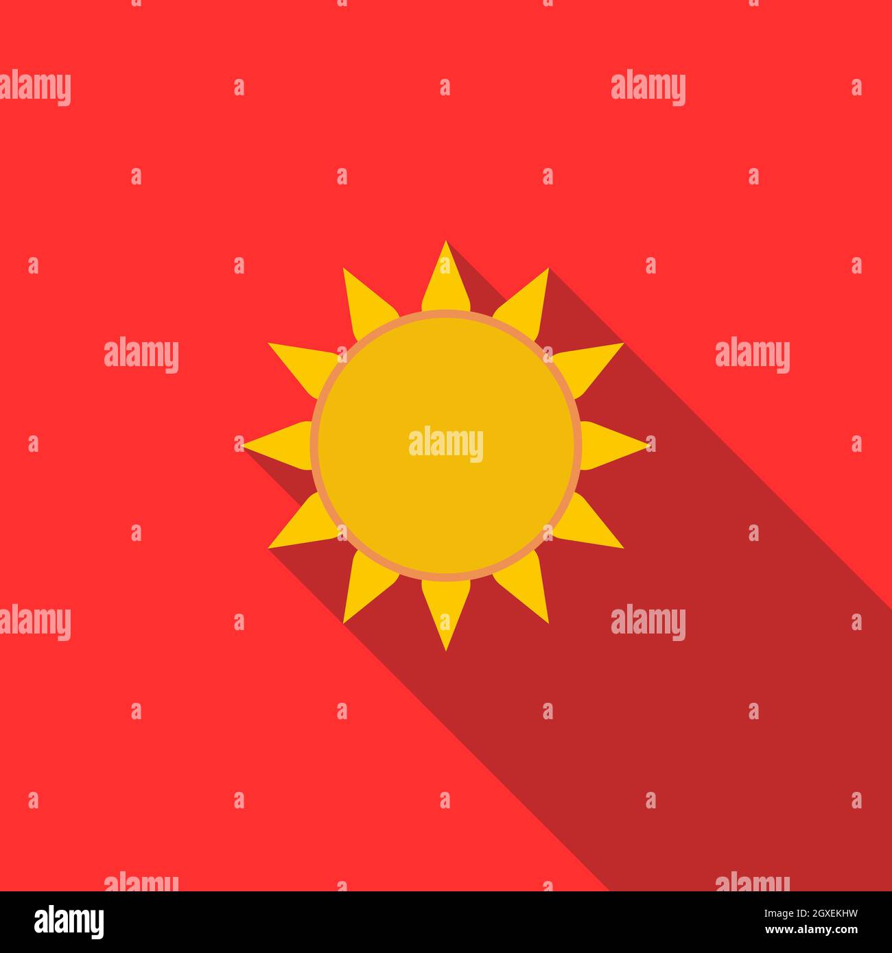 Sun icon in flat style with long shadow. Spring and summer heat sign ...