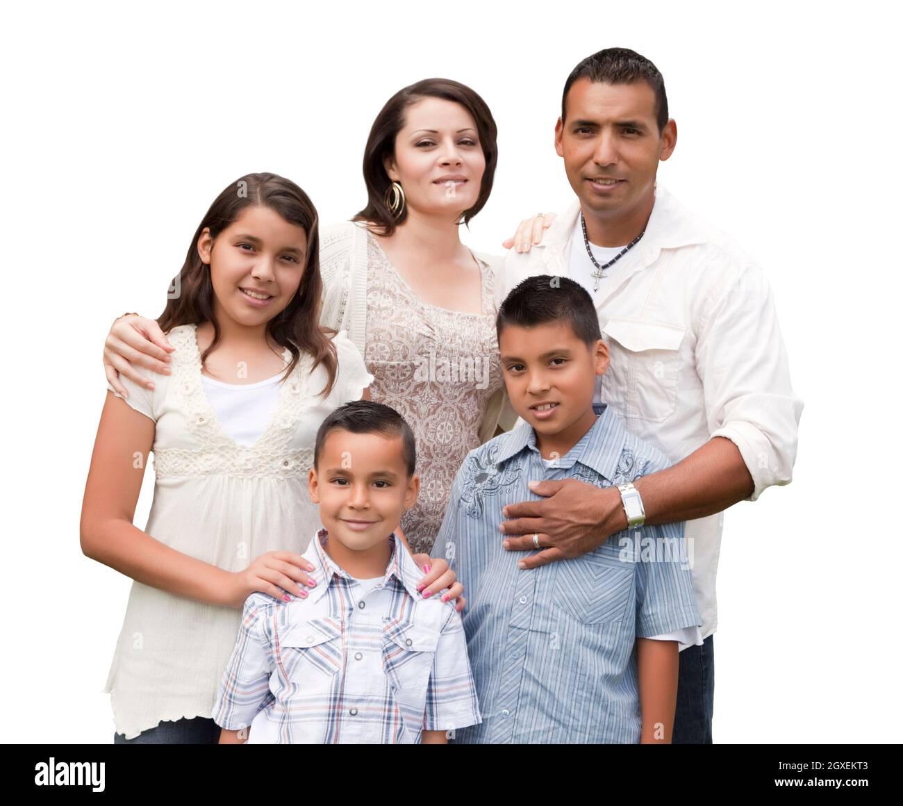 Happy Attractive Hispanic Family Portrait Isolated on a White ...