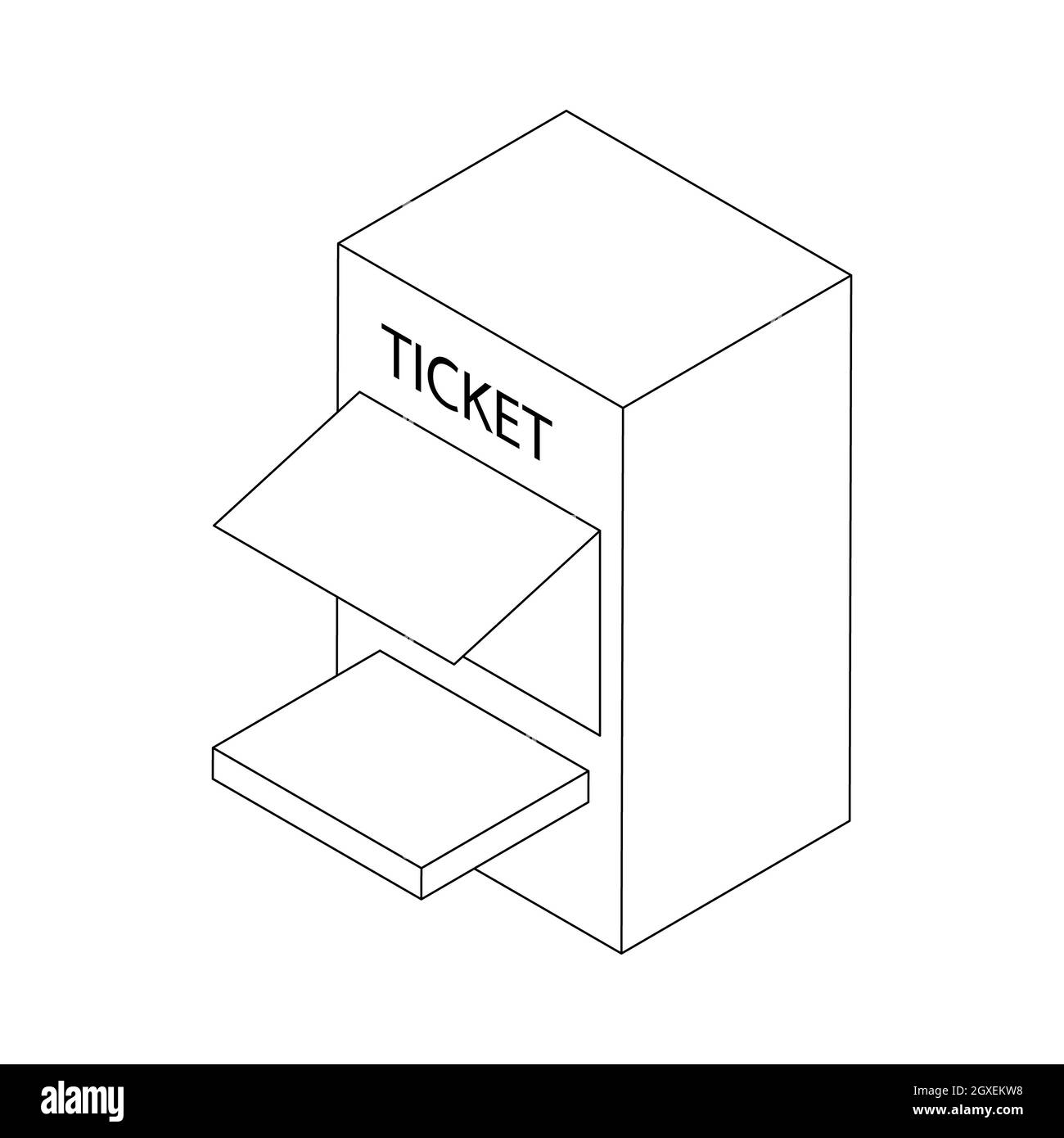 Ticket window icon, isometric 3d style. Black illustration on white for ...