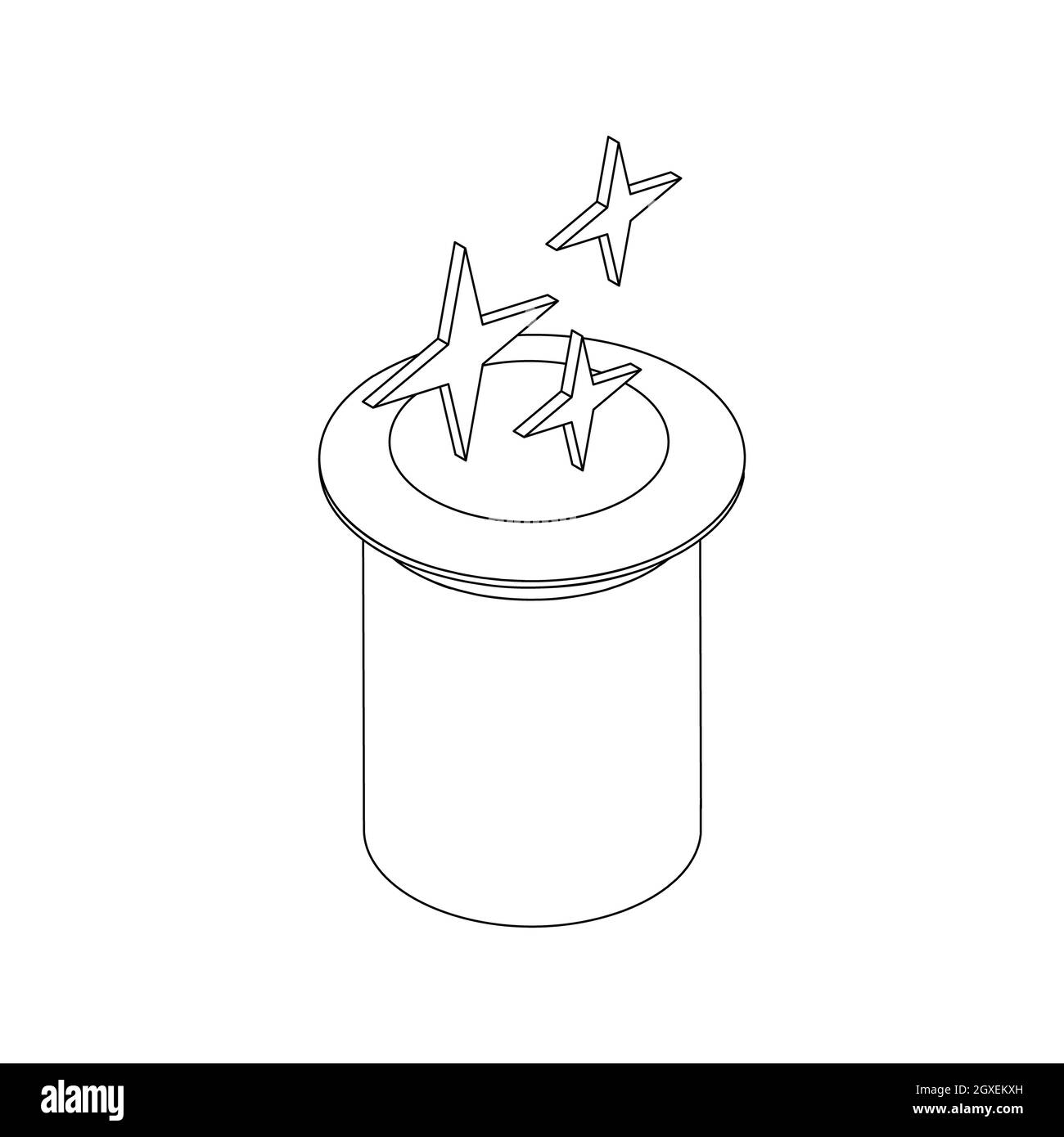 Magic hat with stars icon in isometric 3d style on a white background ...
