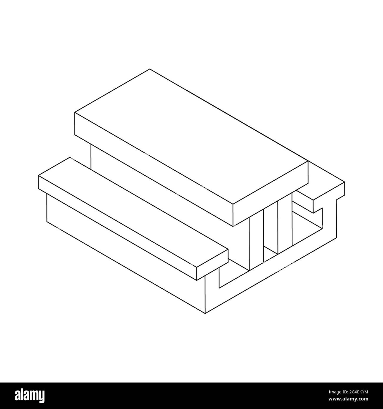 Picnic table icon in isometric 3d style on a white background Stock ...