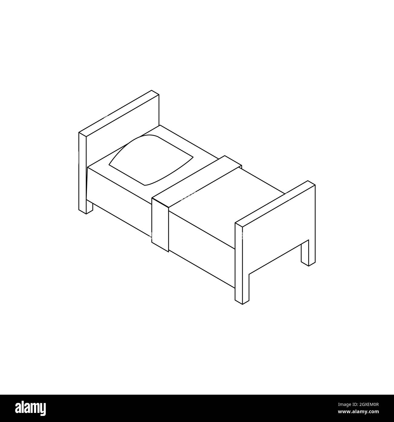 Single bed icon in isometric 3d style isolated on white background ...