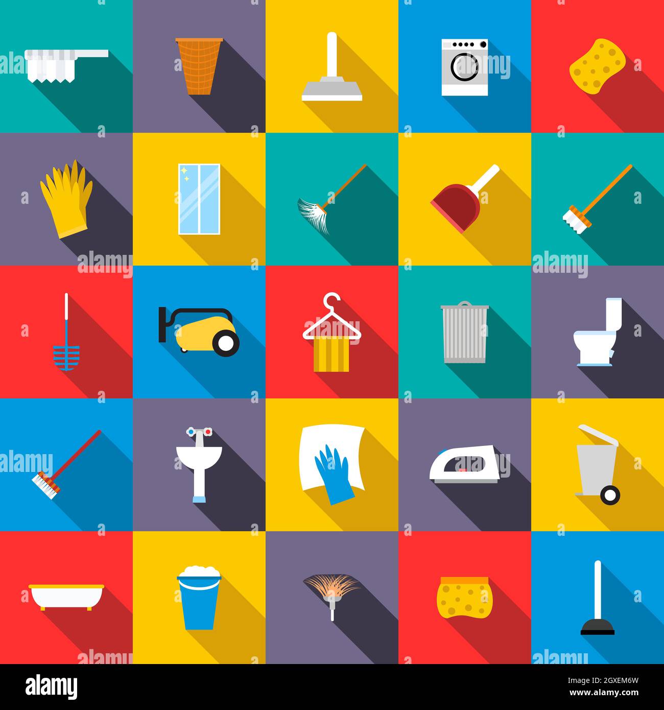 Cleaning icons set in flat style for any design Stock Photo - Alamy