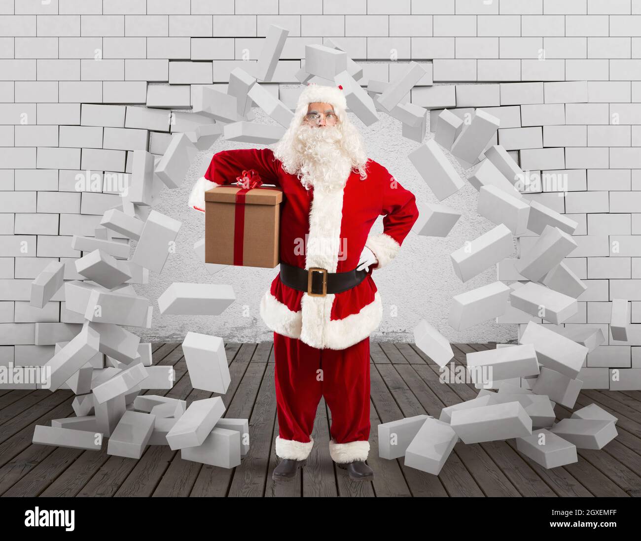 Christmas is coming. Santa Claus struggling with deliveries Stock Photo ...