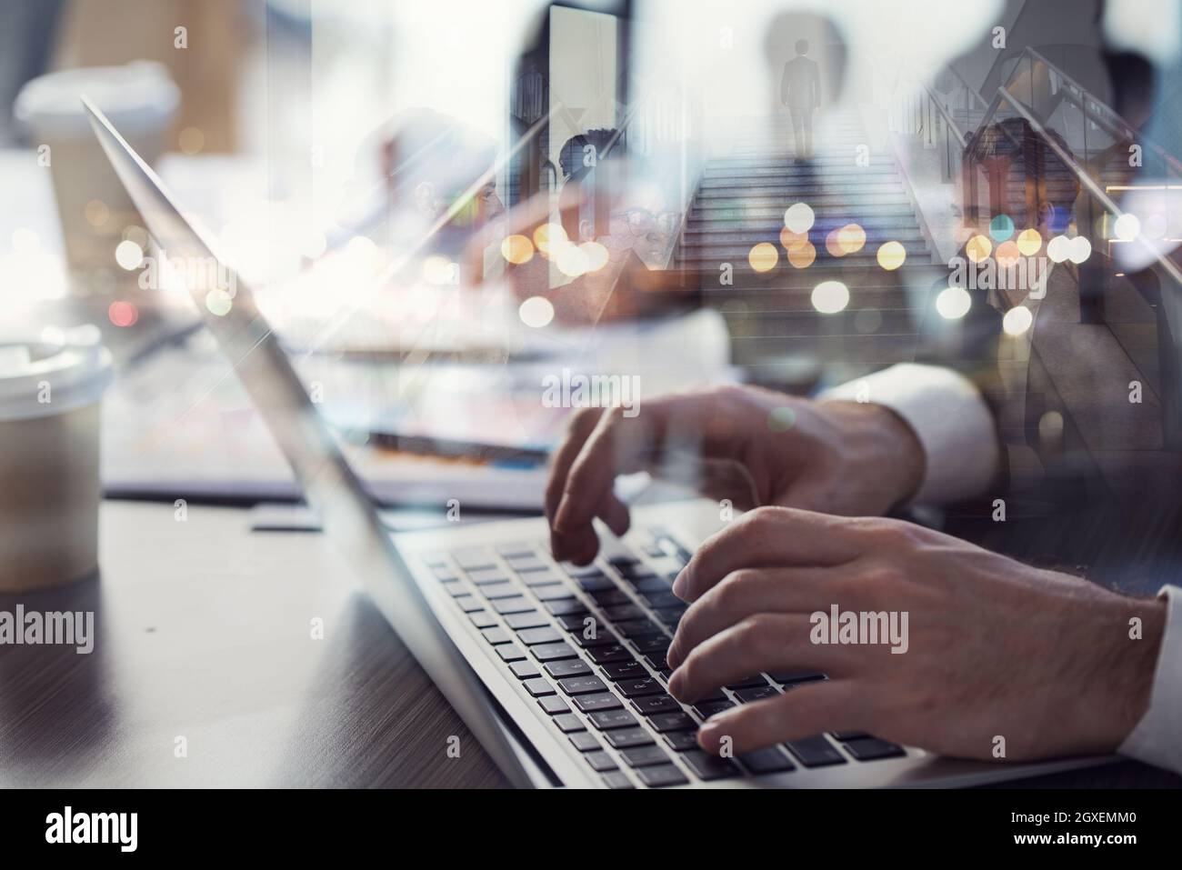 Working in office. Business concept with double exposure effects Stock ...