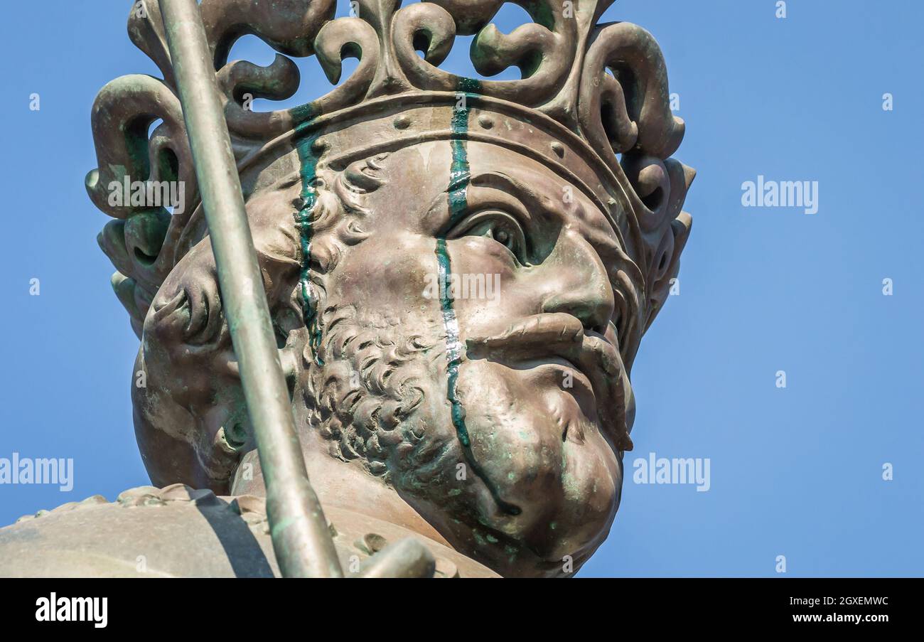 Bronze monument to the city's founder Tvrtko Kotromanic in Herceg Novi ...