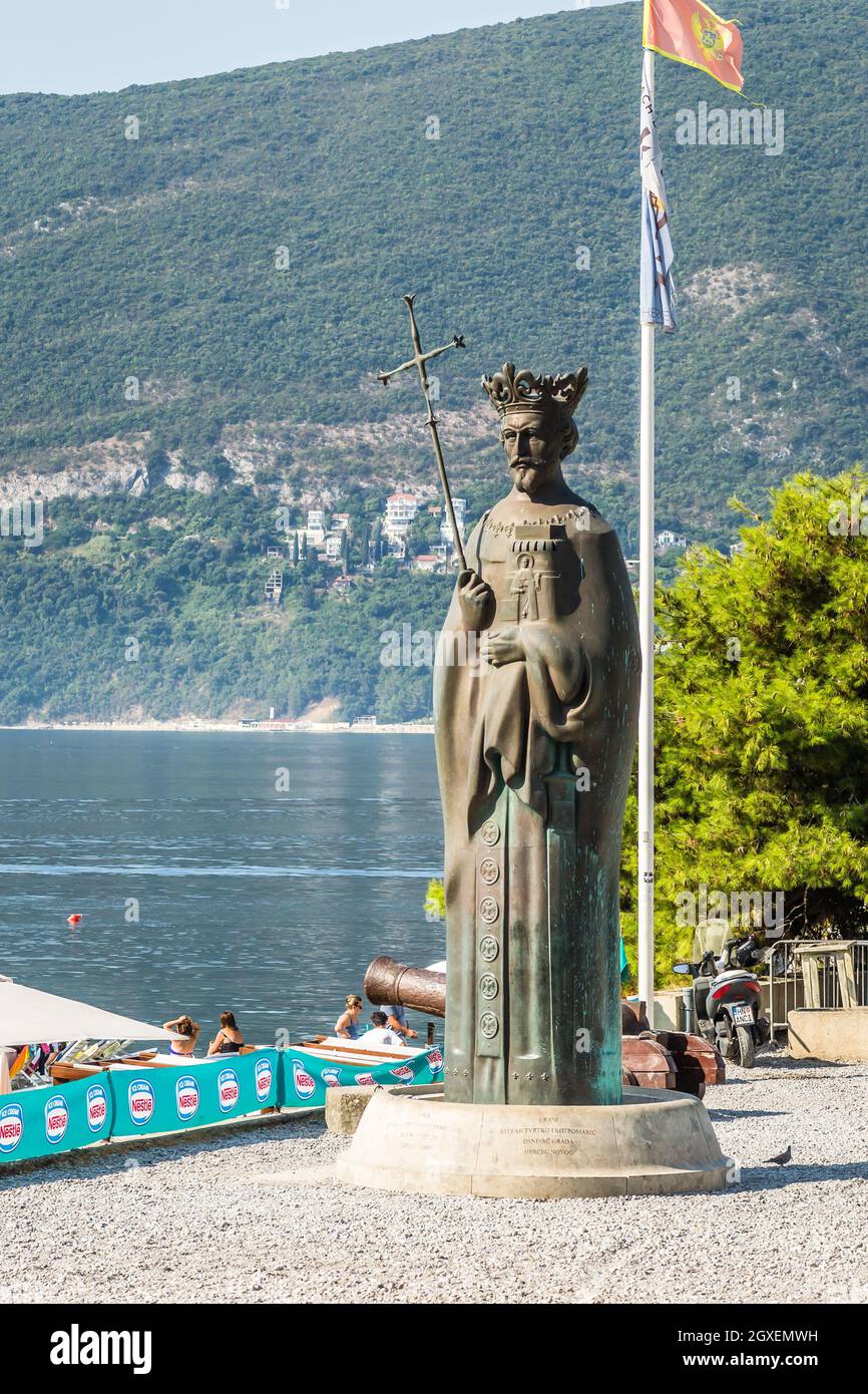 Bronze monument to the city's founder Tvrtko Kotromanic in Herceg Novi ...