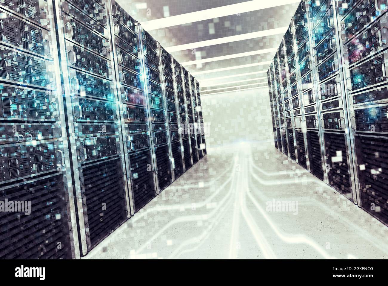 Concept image of a database server room. 3D Rendering Stock Photo - Alamy