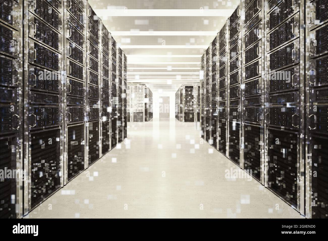 Concept image of a database server room. 3D Rendering Stock Photo - Alamy