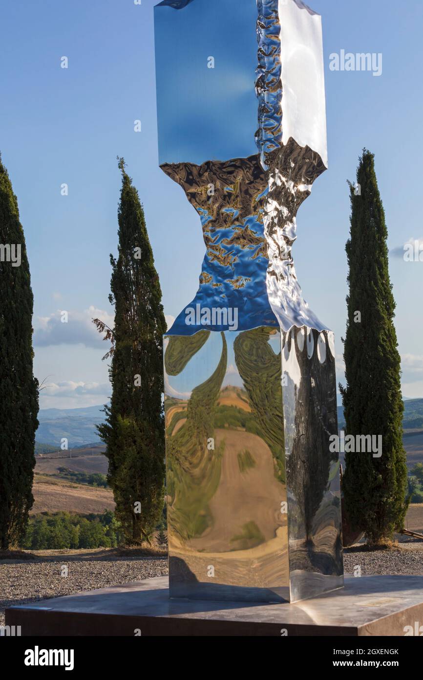 Ionic column by Helidon Xhixha among cypress trees at I Cipressi di San ...