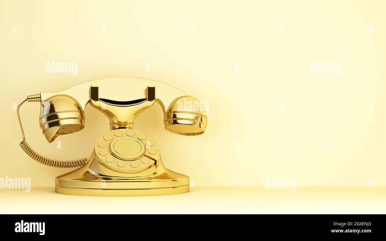 gold retro phone in ray light. 3d rendering Stock Photo - Alamy