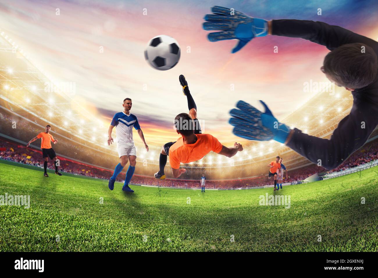 Acrobatic football players hi-res stock photography and images - Alamy