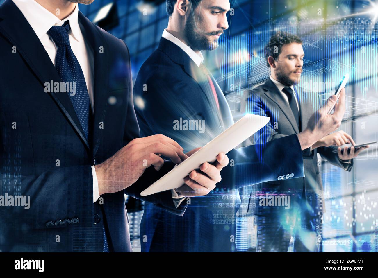 Men with technological devices in an office Stock Photo - Alamy